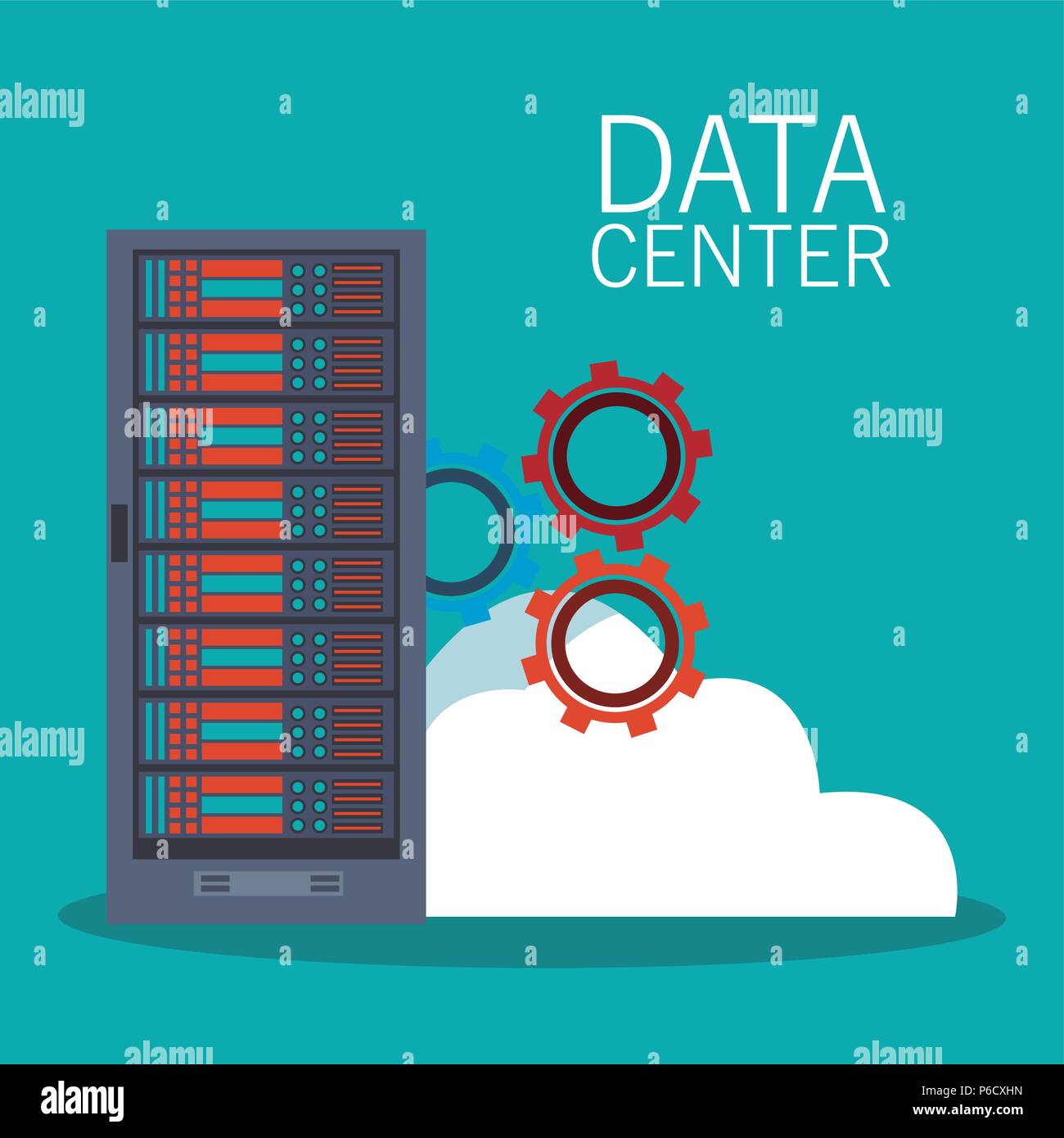 Data Center Storage And Cloud Computing Vector Illustration Graphic