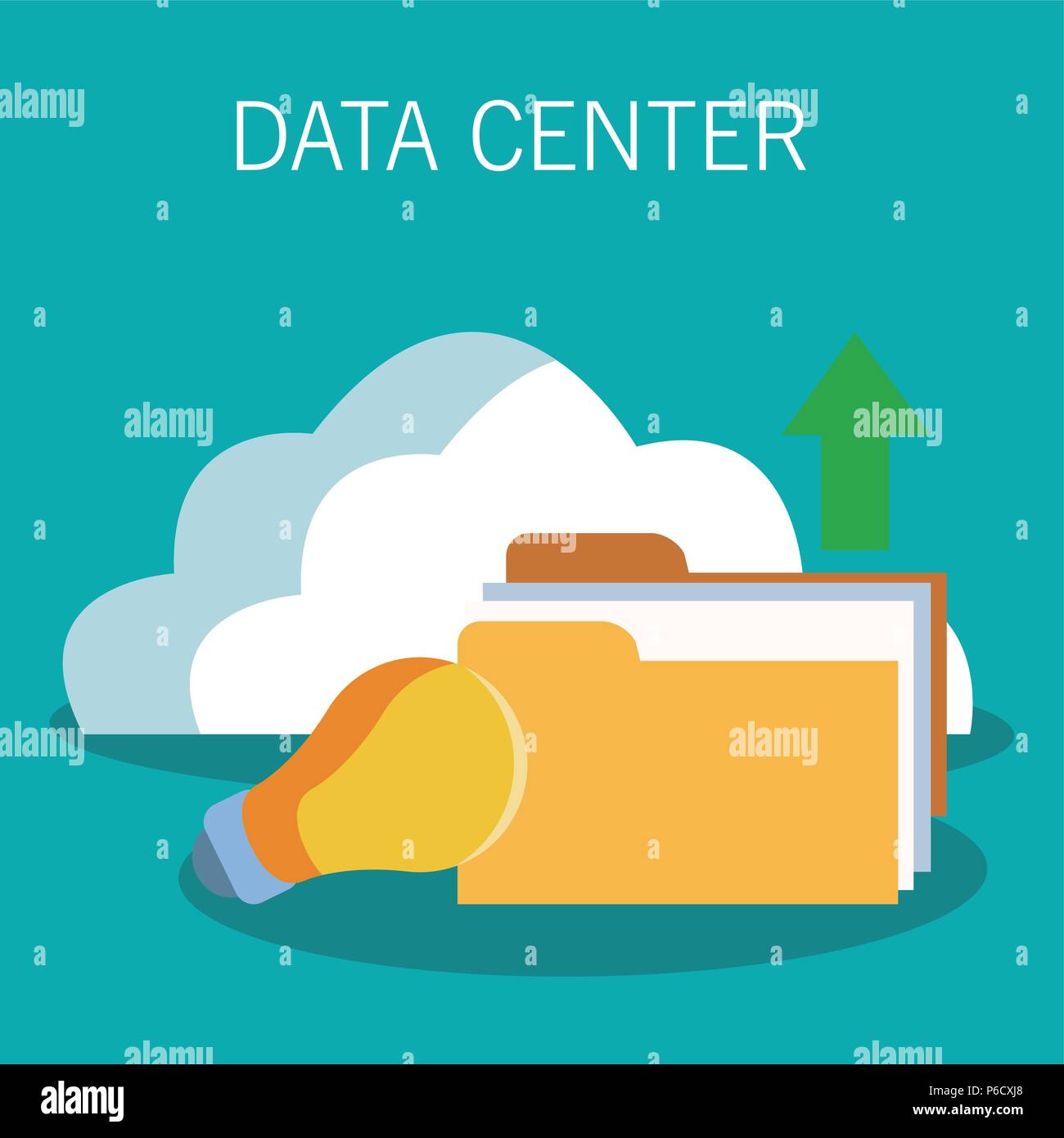 Data center technology folder and cloud computing vector illustration ...