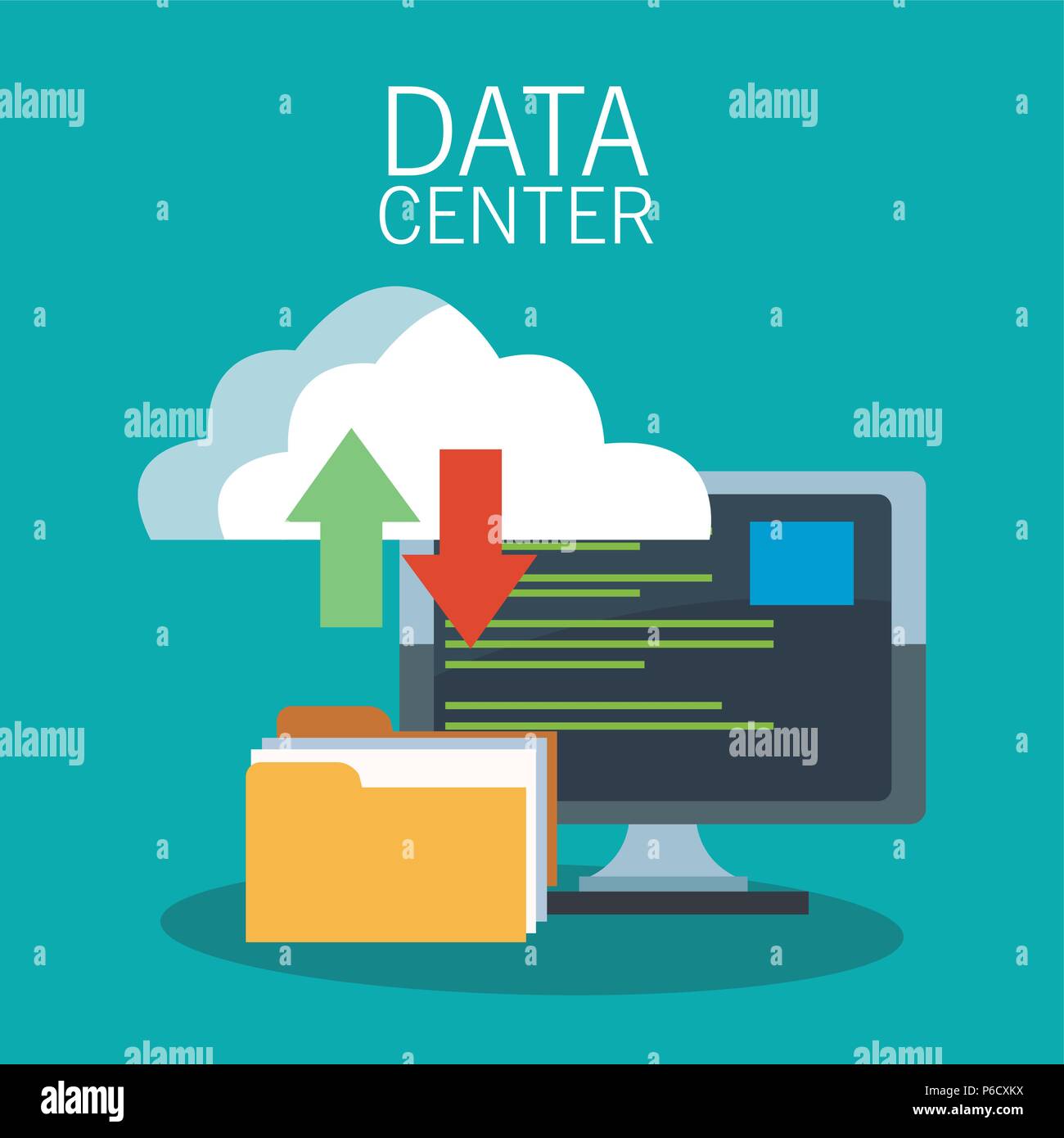 Data center technology cloud computing vector illustration graphic ...