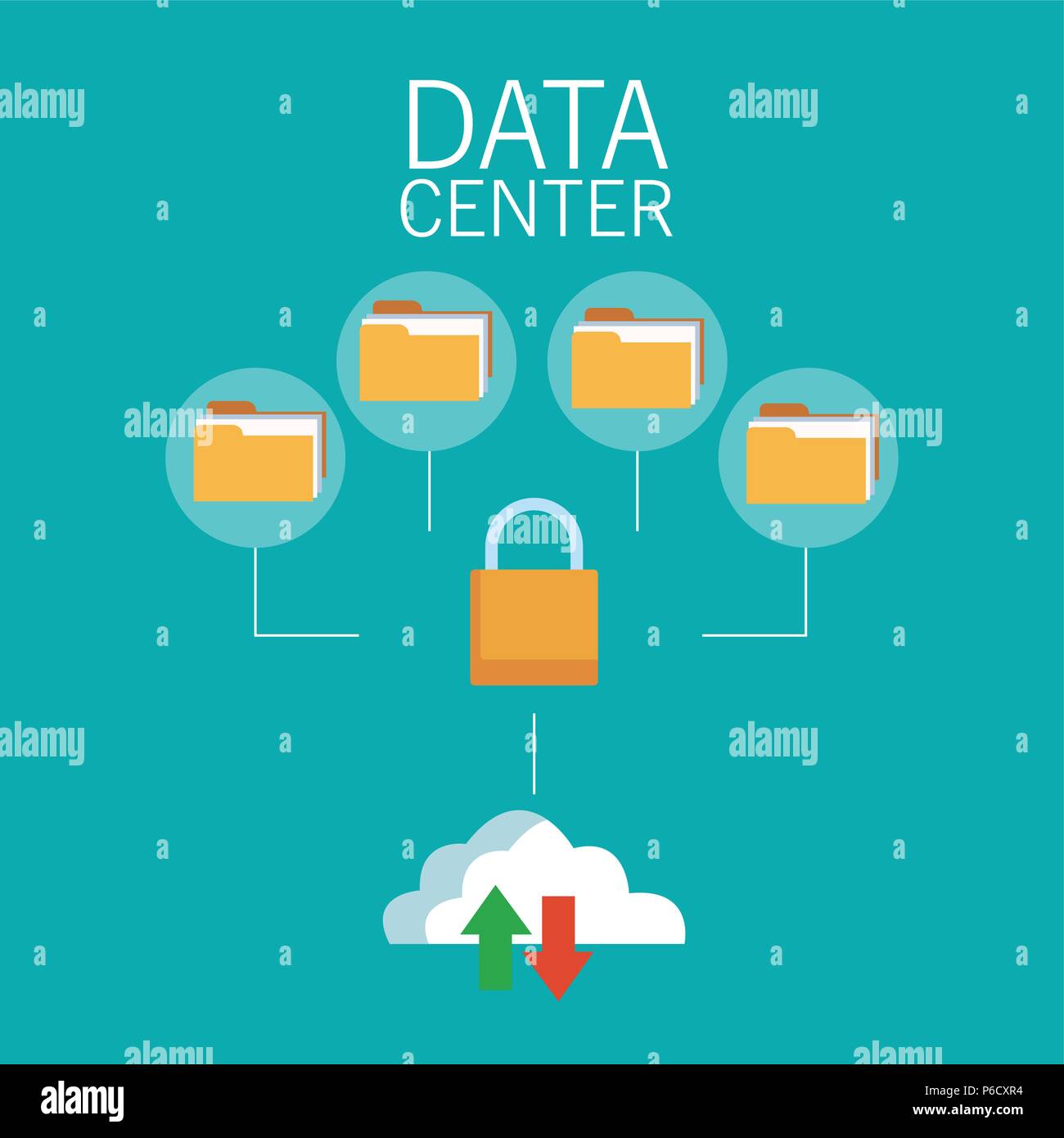 Data center technology round symbols vector illustration graphic design ...