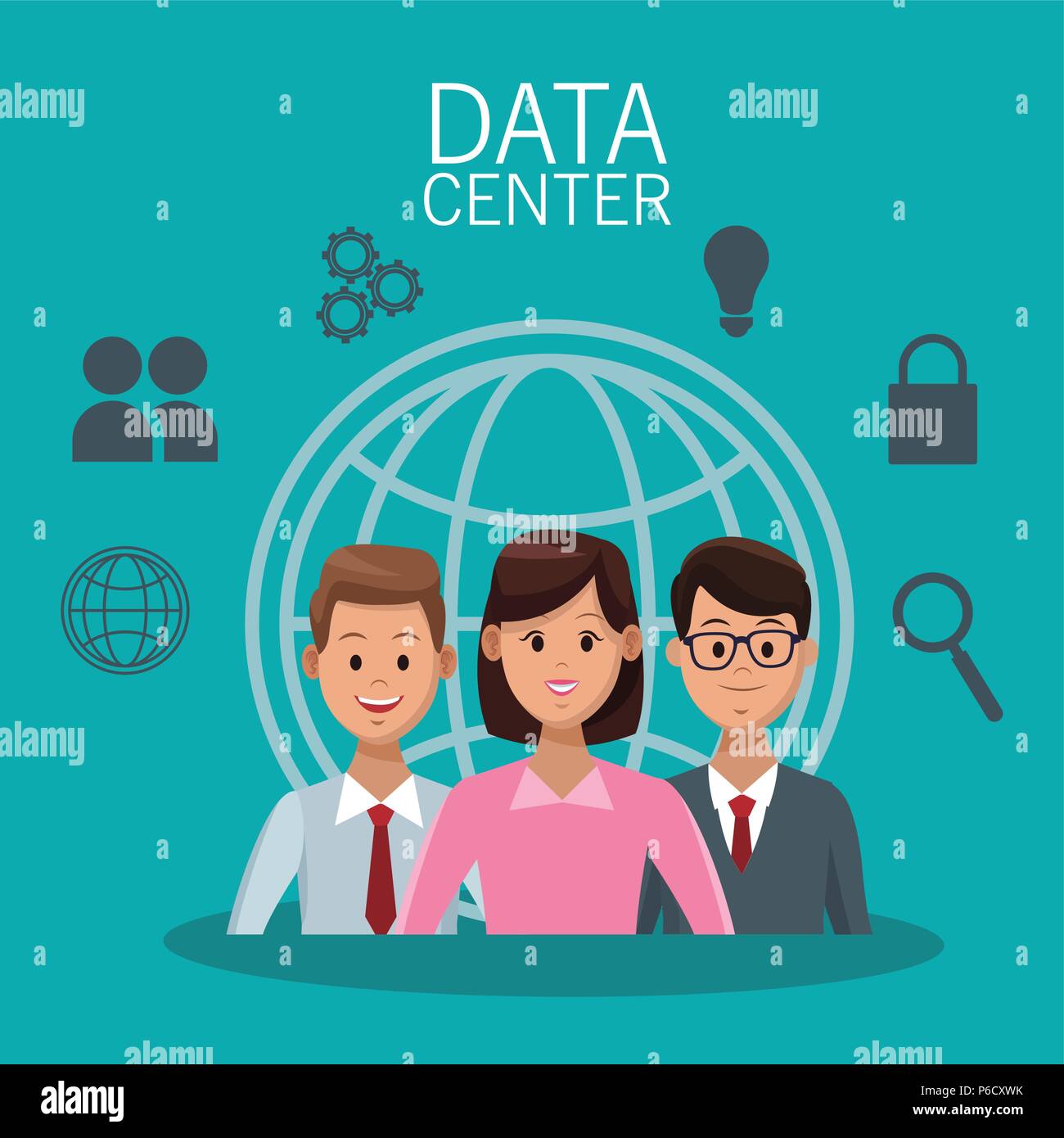 Data center technology and business people vector illustration graphic ...