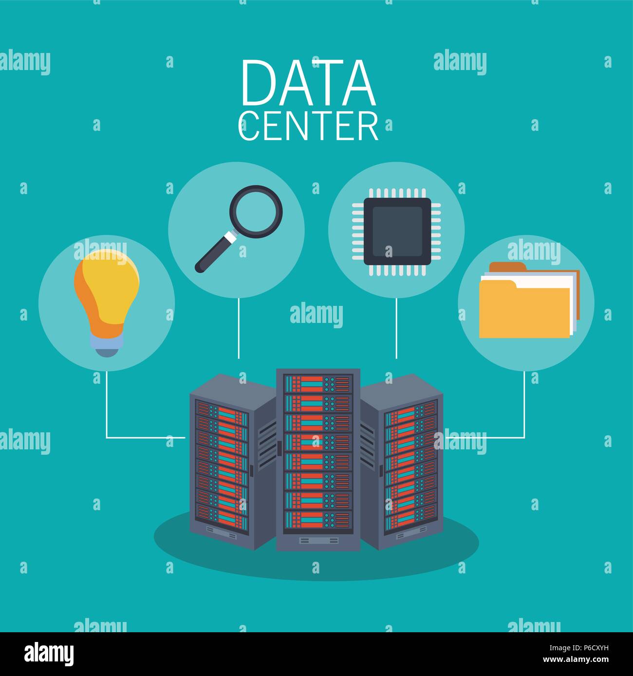 Data center technology round symbols vector illustration graphic design ...