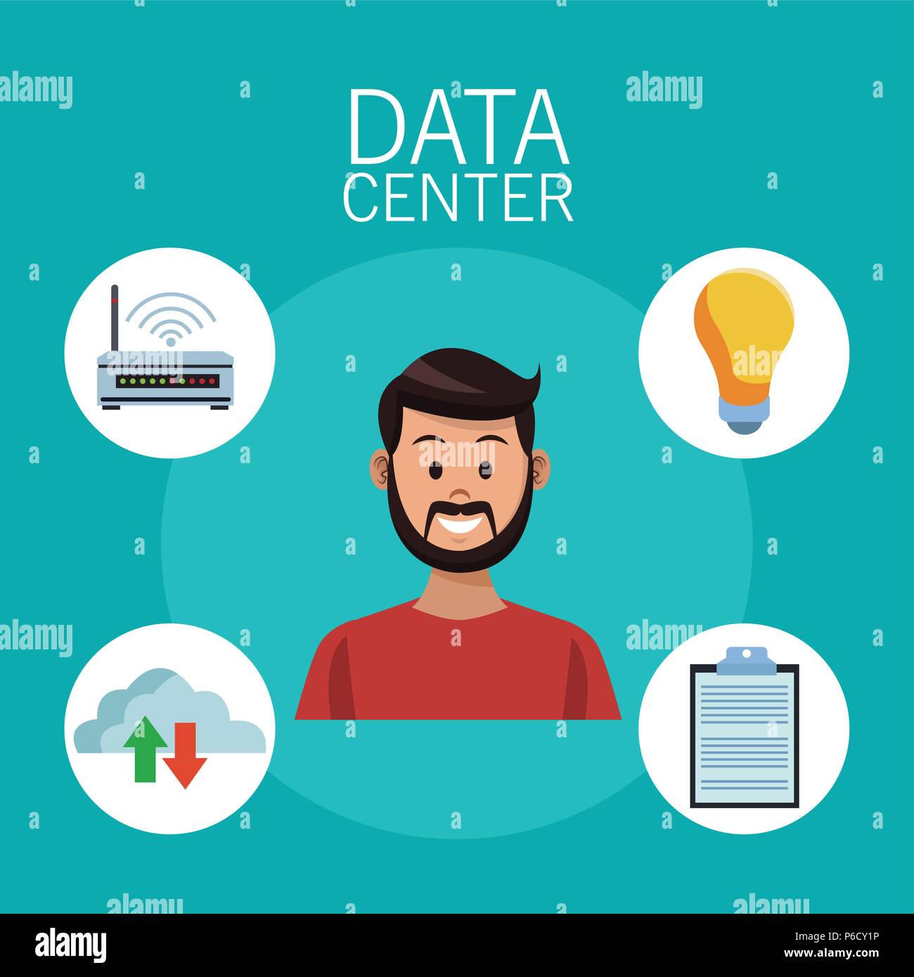 Data center technology and business people vector illustration graphic ...