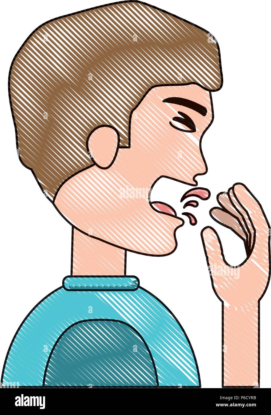 man with tuberculosis icon over white background, vector illustration ...