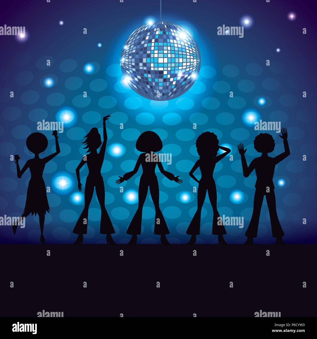 People silhouettes dancing in disco vector illustration graphic design ...