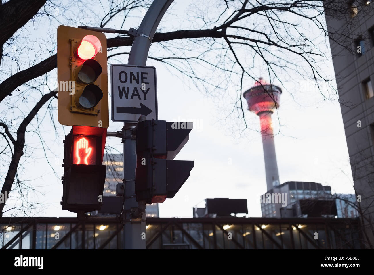 Traffic signal with signboard Stock Photo - Alamy
