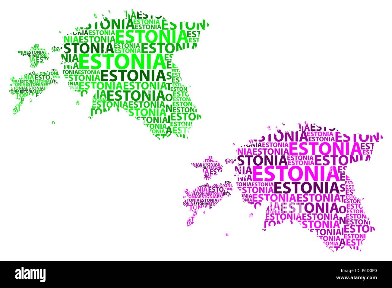 Sketch Estonia letter text map, Republic of Estonia - in the shape of ...