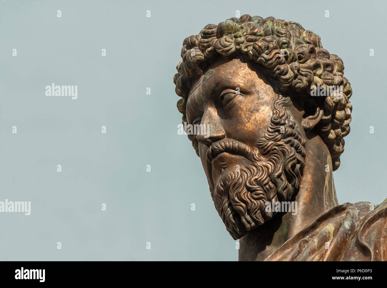 Ancient statue of emperor Marcus Aurelius, a bronze replica of 2nd ...