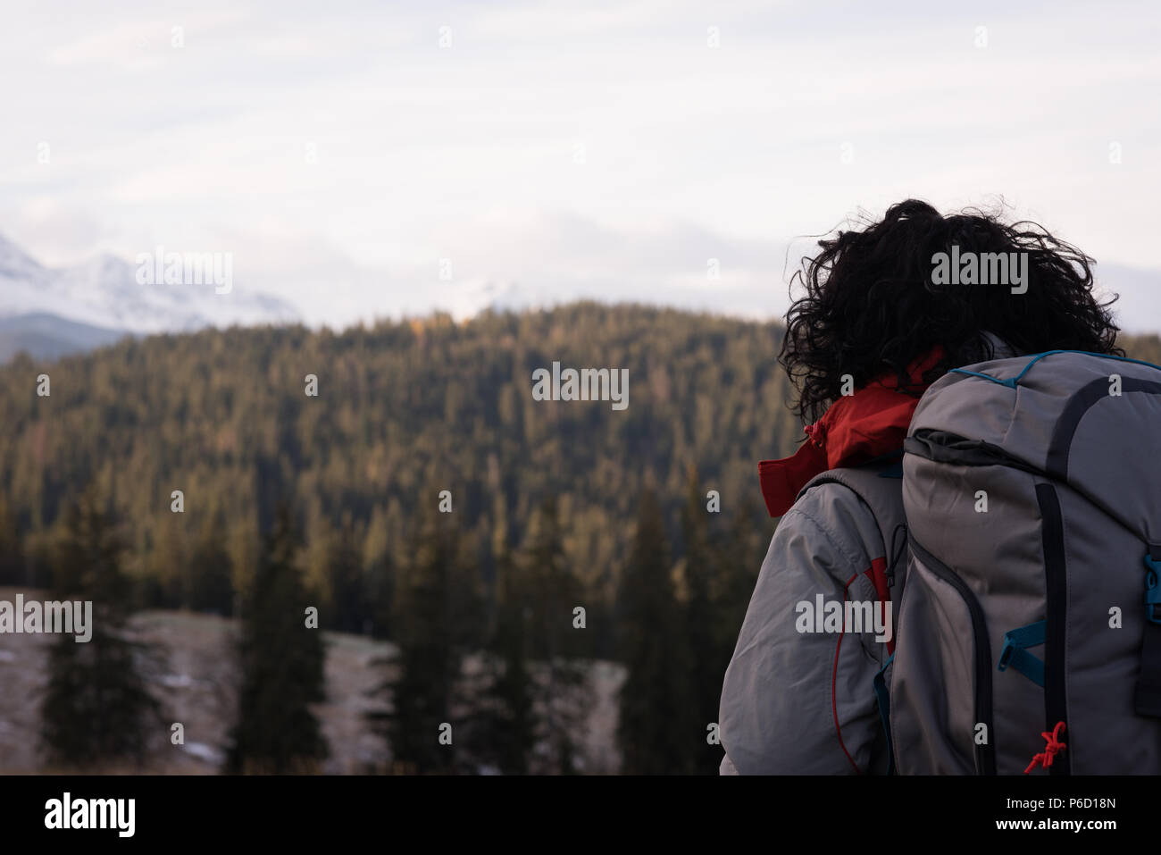 Woman traveler backpack standing hi-res stock photography and images ...