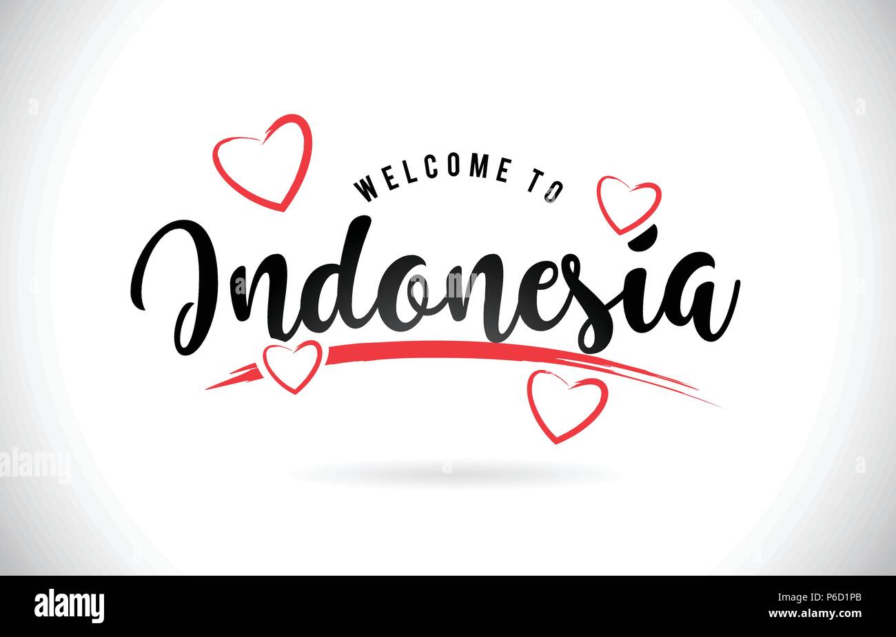 Indonesia Welcome To Word Text with Handwritten Font and Red Love ...
