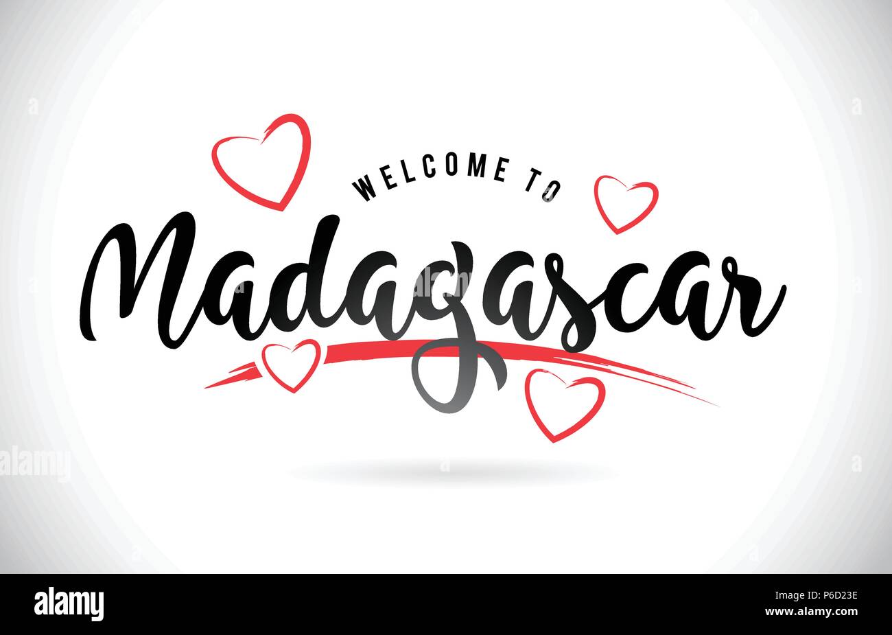 Madagascar Welcome To Word Text with Handwritten Font and Red Love ...