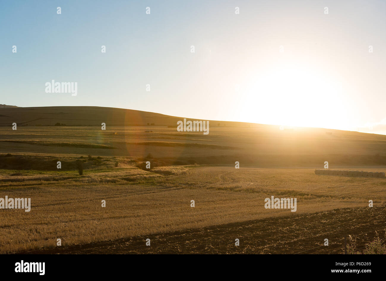 Landscape in countryside during sunrise Stock Photo - Alamy