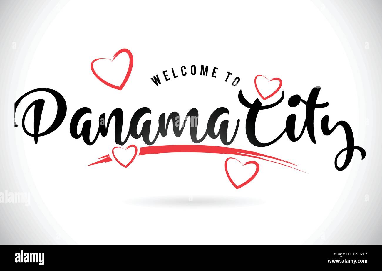 PanamaCity Welcome To Word Text with Handwritten Font and Red Love ...