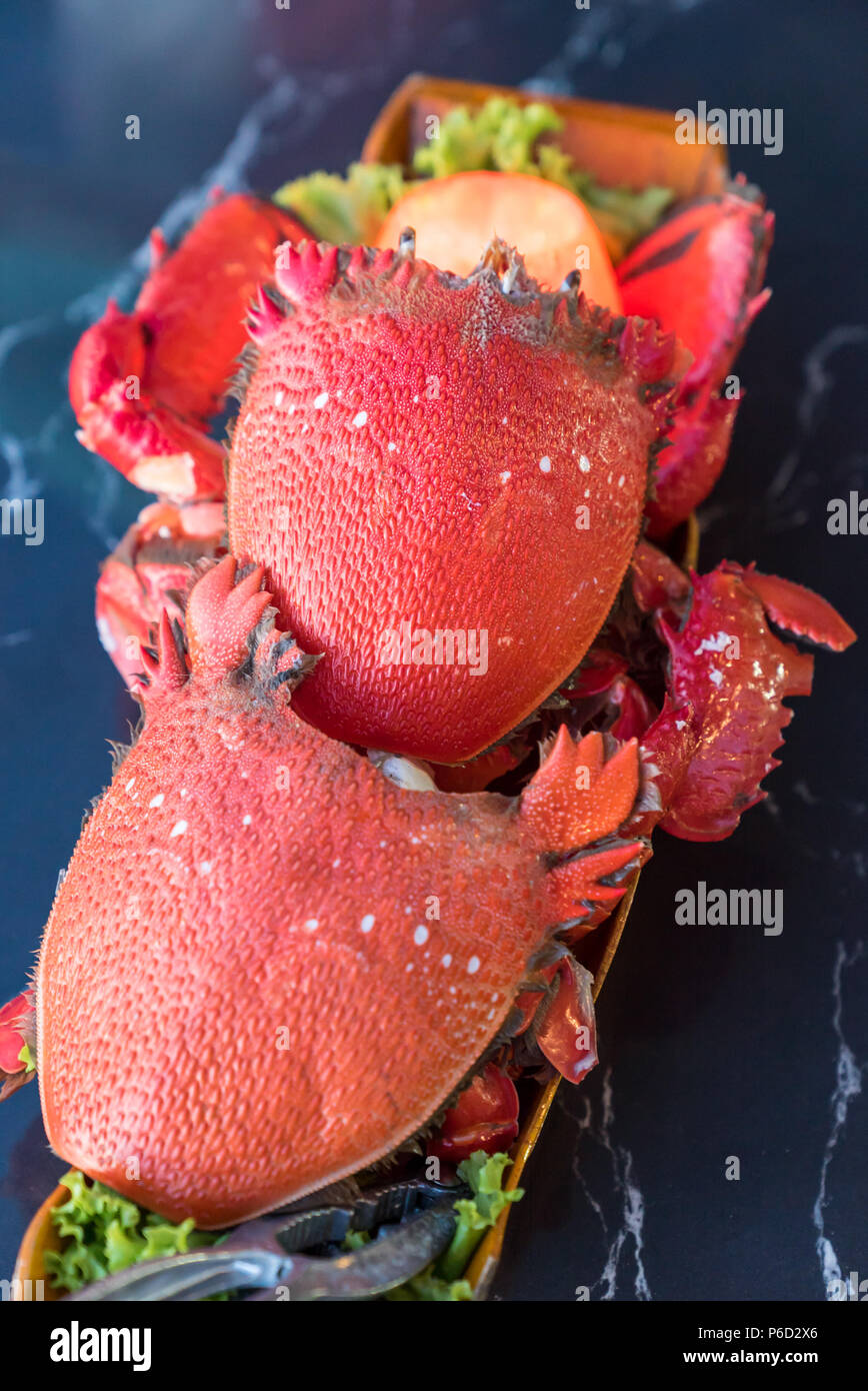 steam Red Frog Crab Premium seafood Stock Photo - Alamy