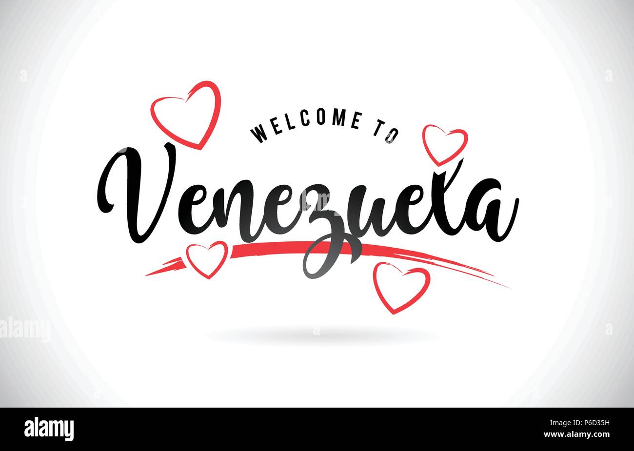 Venezuela Welcome To Word Text with Handwritten Font and Red Love ...