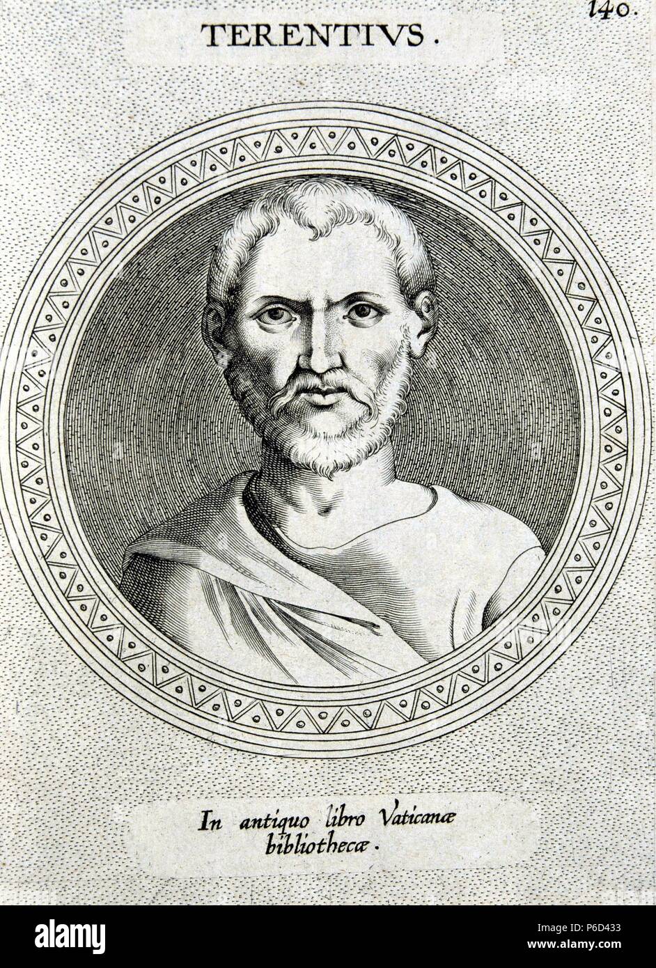 TERENCIO. POETA COMICO LATINO. 190-159 AC. GRABADO DE ILLUSTRIUM ...