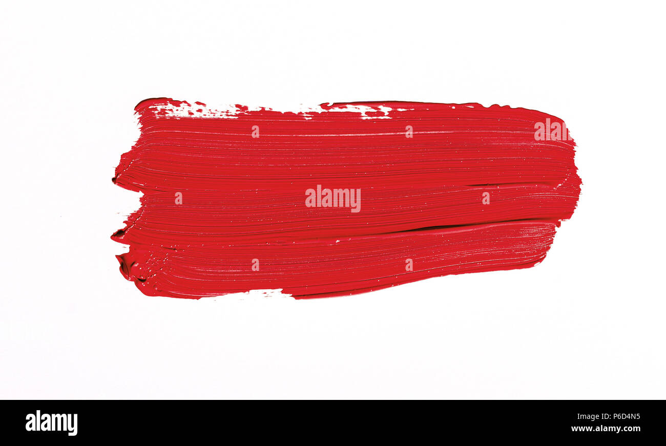 Red brush stroke isolated over white background Stock Photo - Alamy