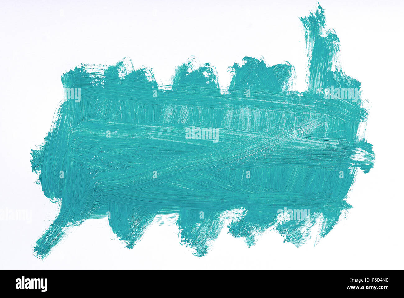 Turquoise brush stroke isolated over white background Stock Photo - Alamy