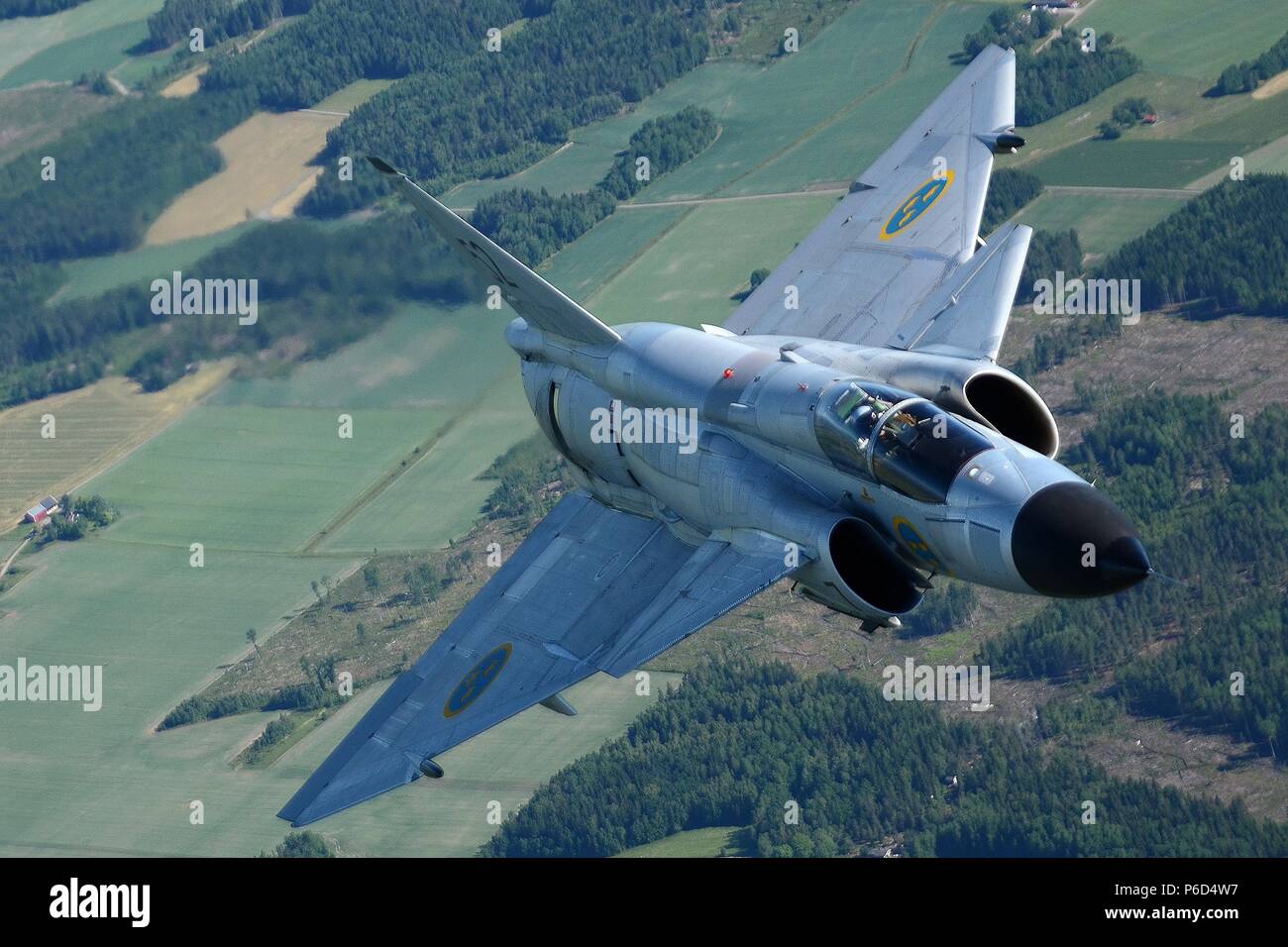 SAAB AJS-37 VIGGEN OF THE SWEDISH AIR FORCE HISTORIC FLIGHT Stock Photo ...