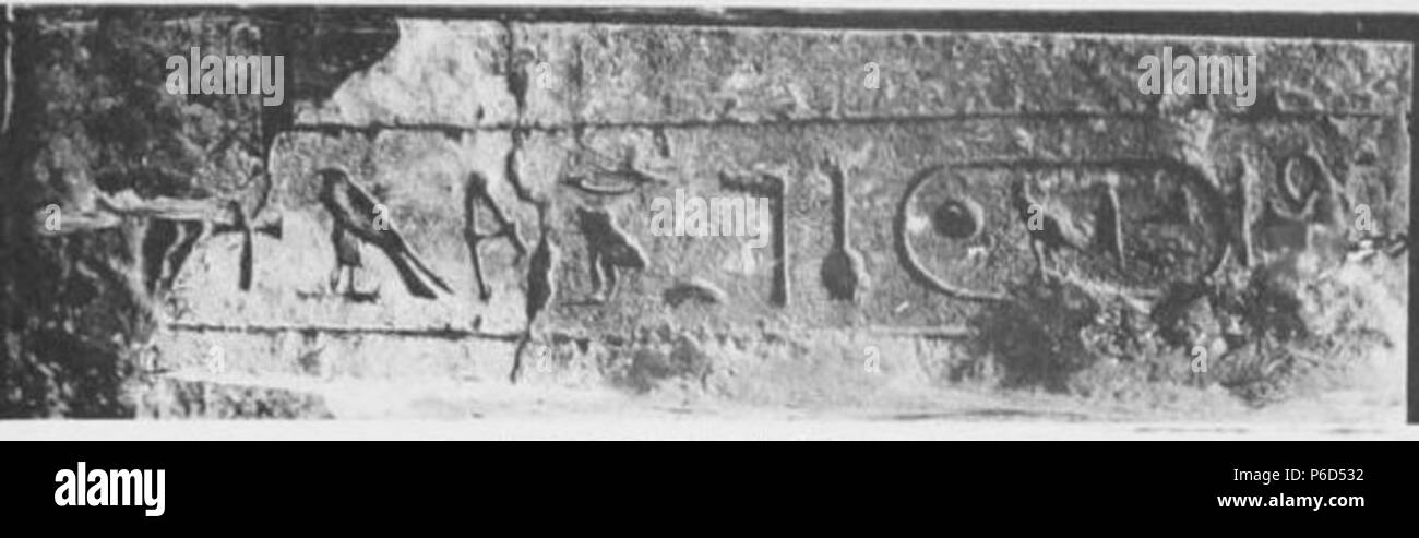 English: Limestone lintel with the cartouche of king Khuiqer. From ...