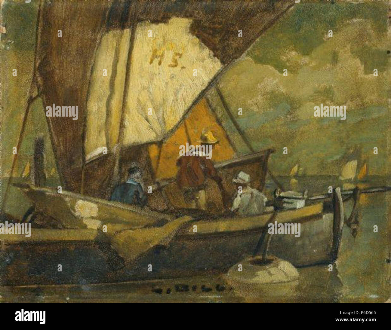 . Fishing boat in the lagoon circa 1890 61 Ludwig Dill - Fischerboot in ...