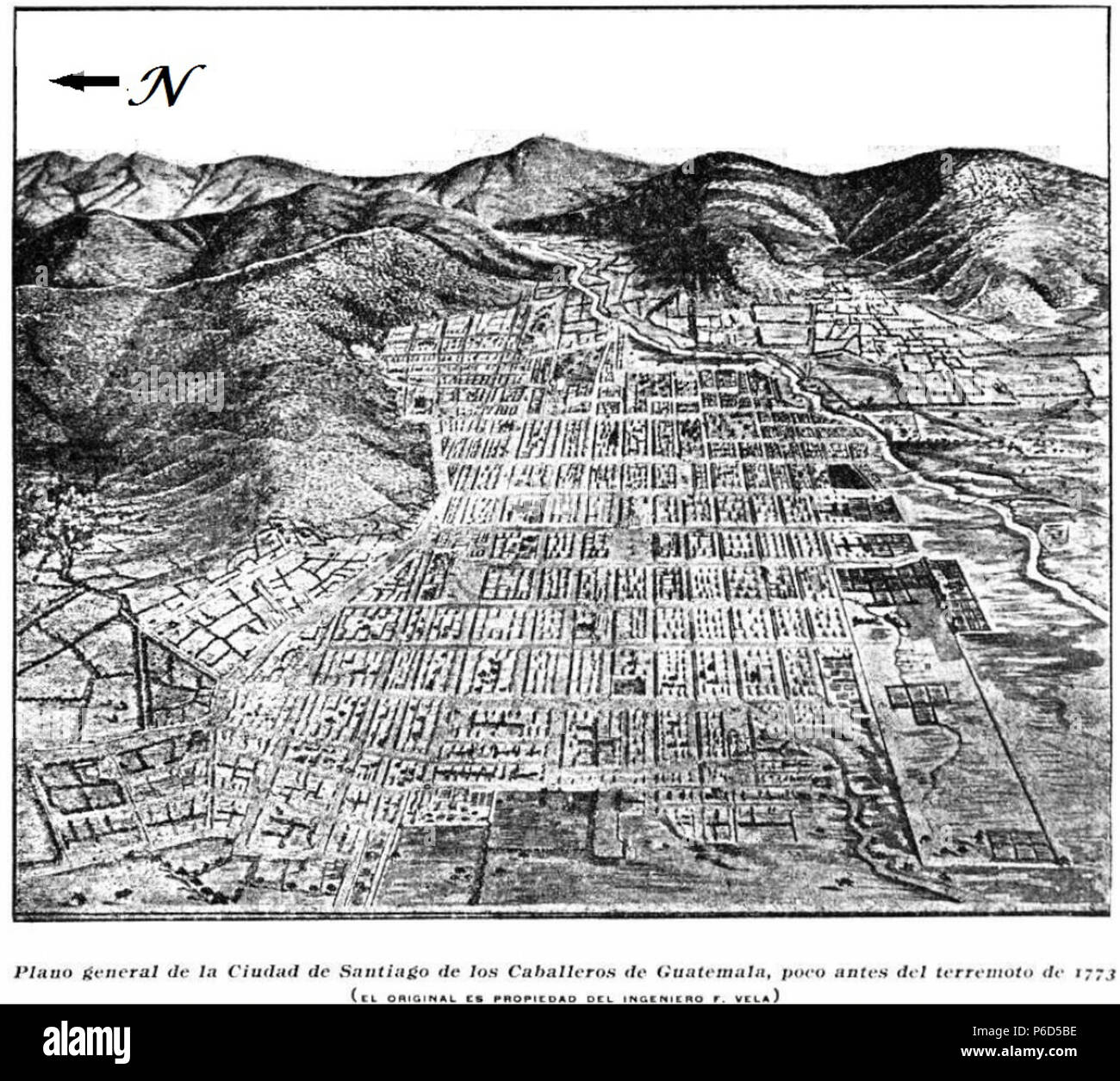Español: mapa de la Antigua Guatemala poco antes de 1773, elaborado por ...