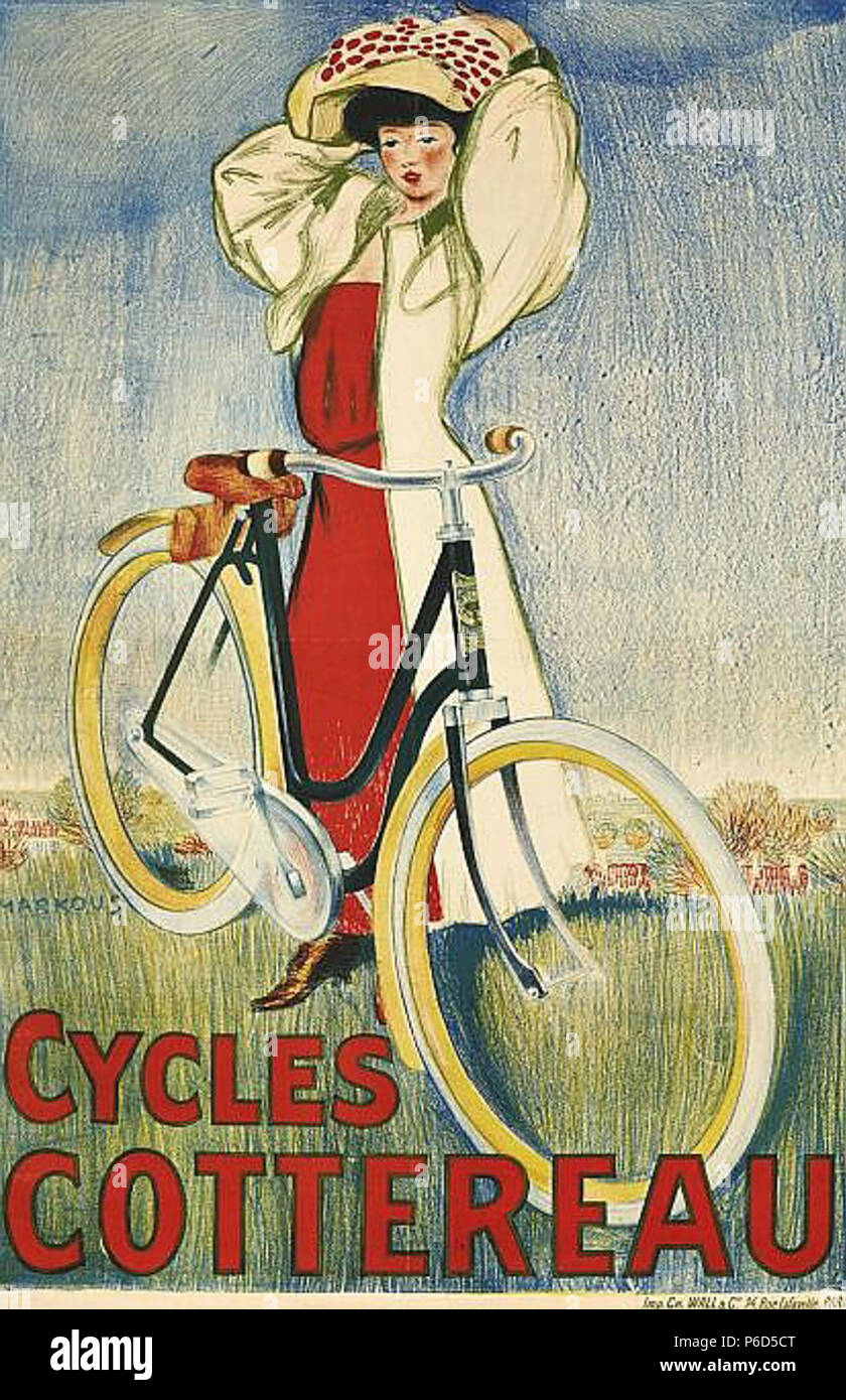 English: Advertising poster for 'Cycles Cottereau . circa 1905 62 ...