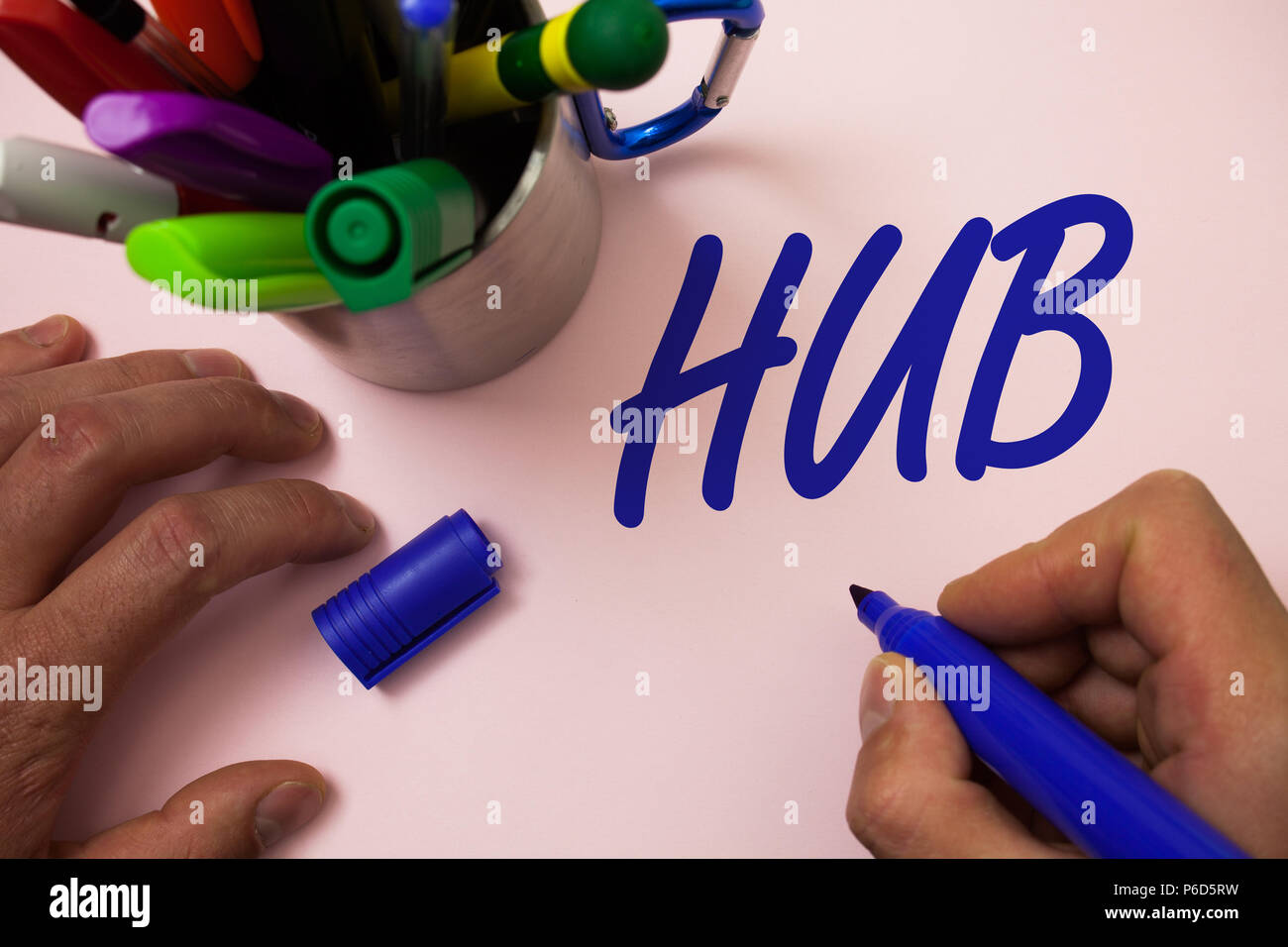 Handwriting text writing Hub. Concept meaning Device connecting ...