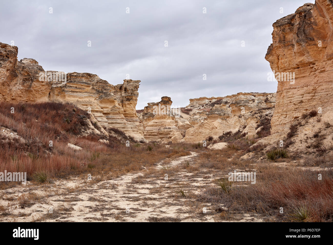 Castle Rock Badlands, Kansas with eroded pillars and weathered cliffs ...