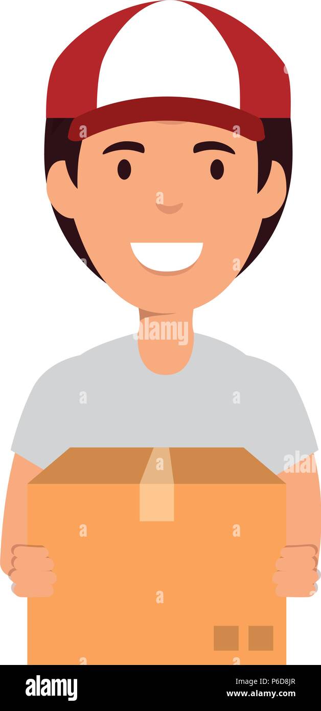 delivery worker with box avatar character vector illustration design ...