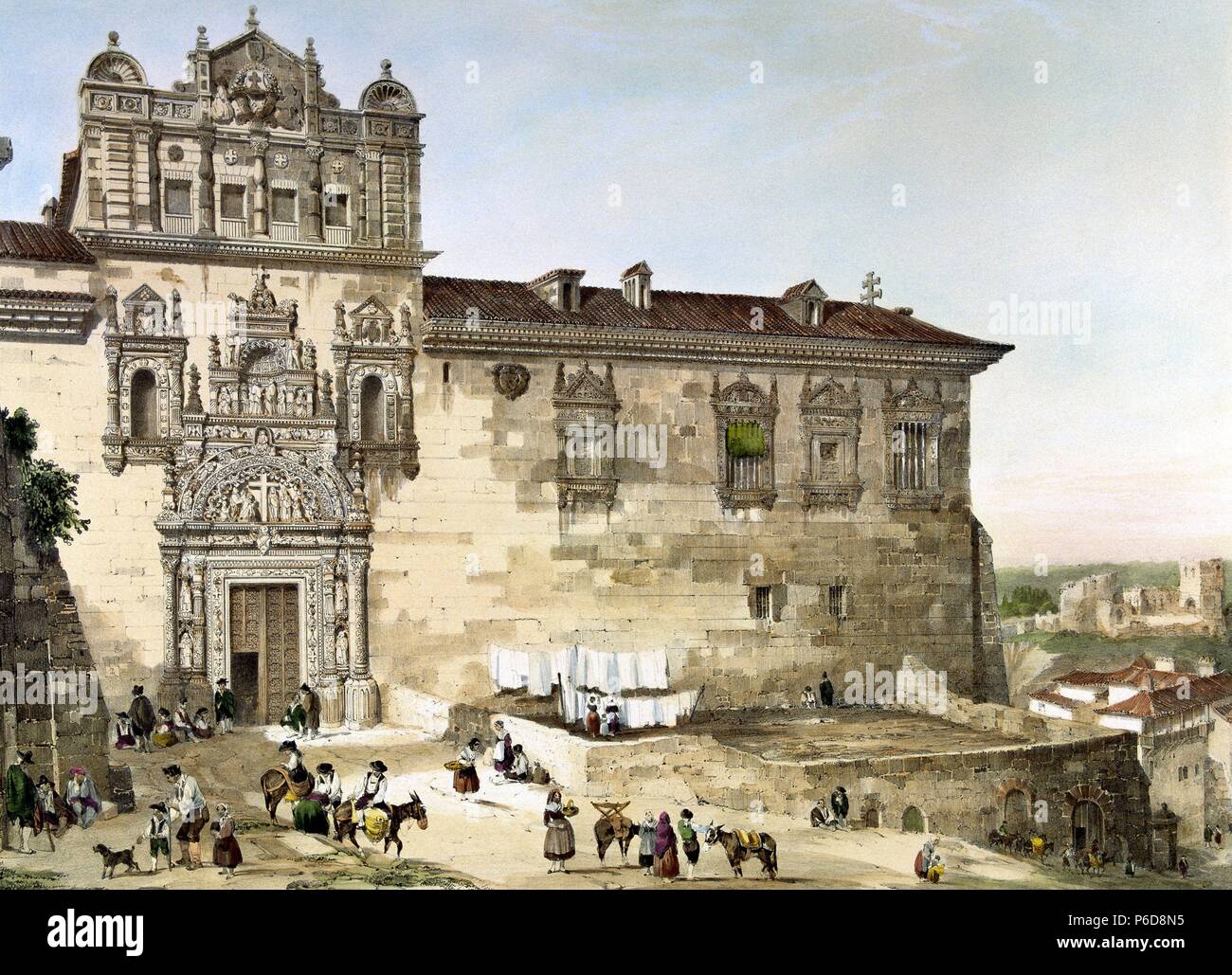 TOLEDO. HOSPITAL DE SANTA CRUZ. DIBUJO DE GENARO PEREZ DE VILLAAMIL ...