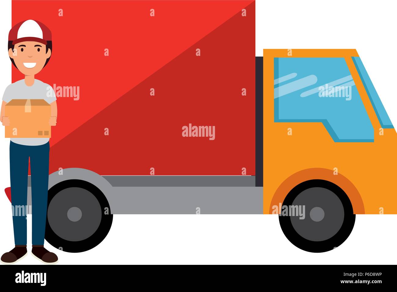 delivery worker with truck avatar character vector illustration design ...