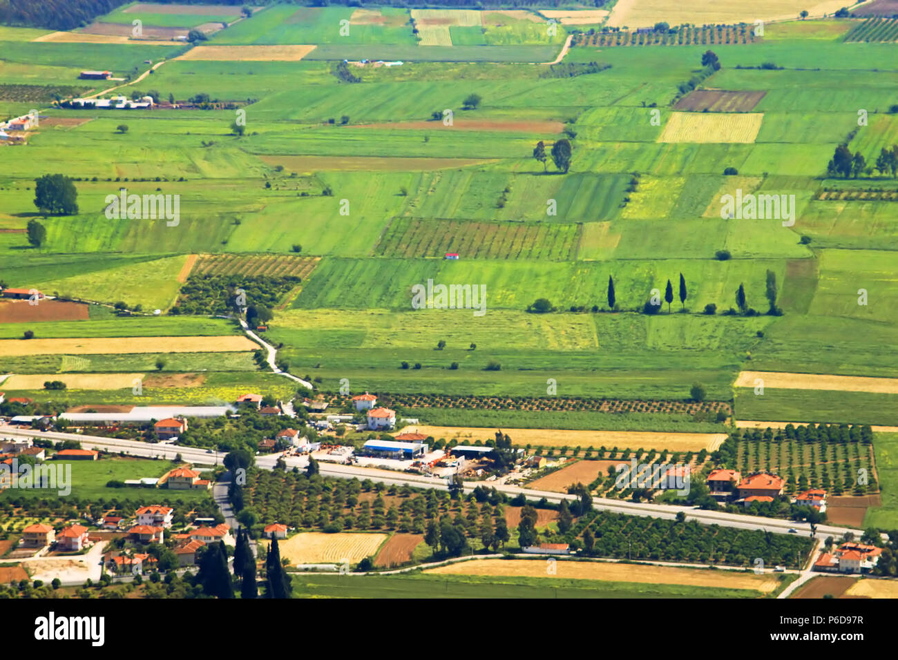 Aerial view over agricultural fields in Turkey Stock Photo - Alamy