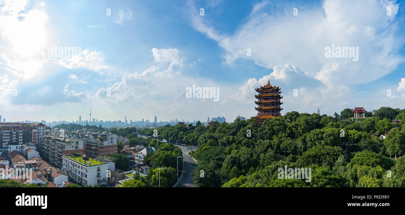 Aerial view of Wuhan city .Panoramic skyline and buildings beside ...