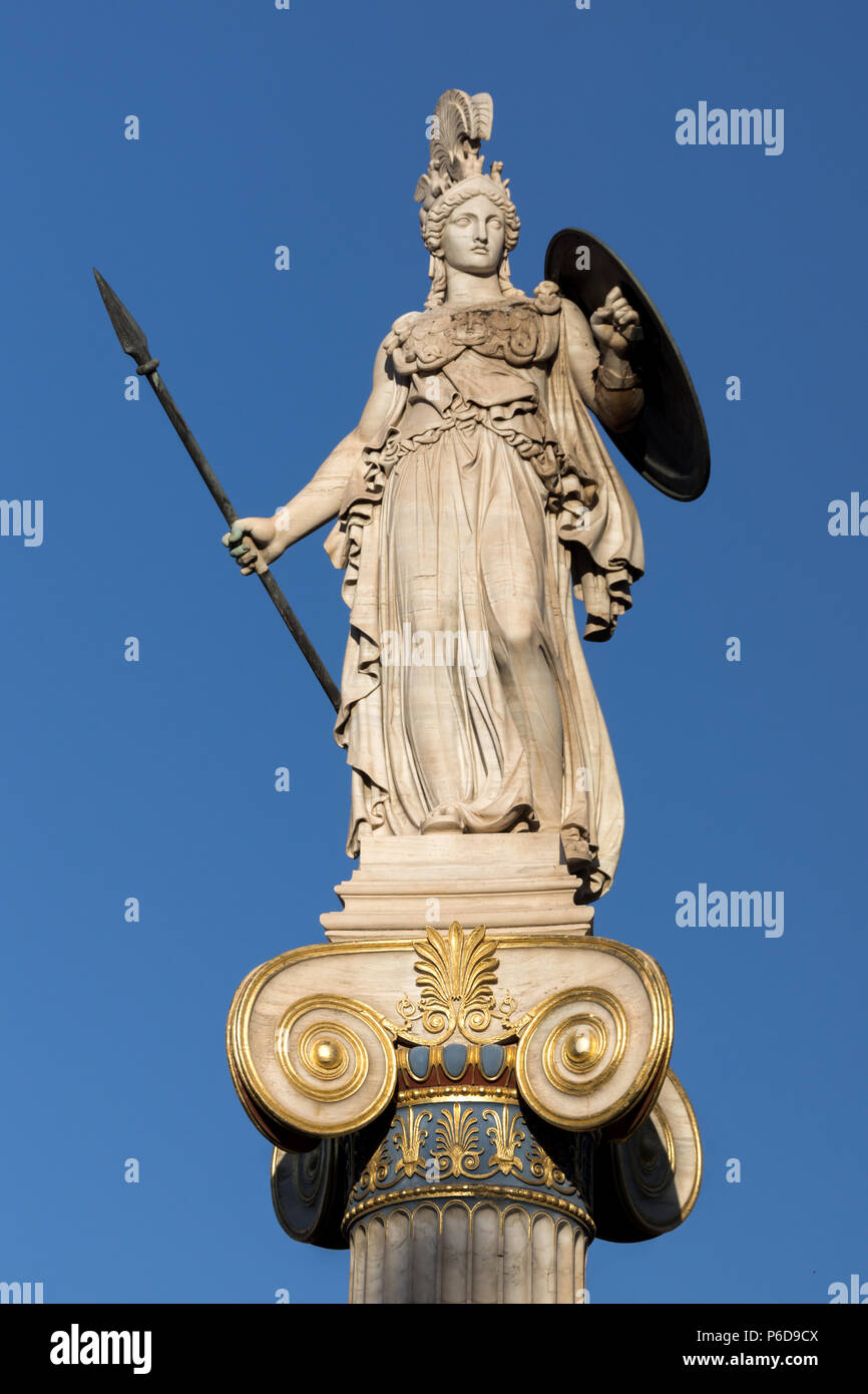 Athena goddess statue in front of Academy of Athens, Attica, Greece ...