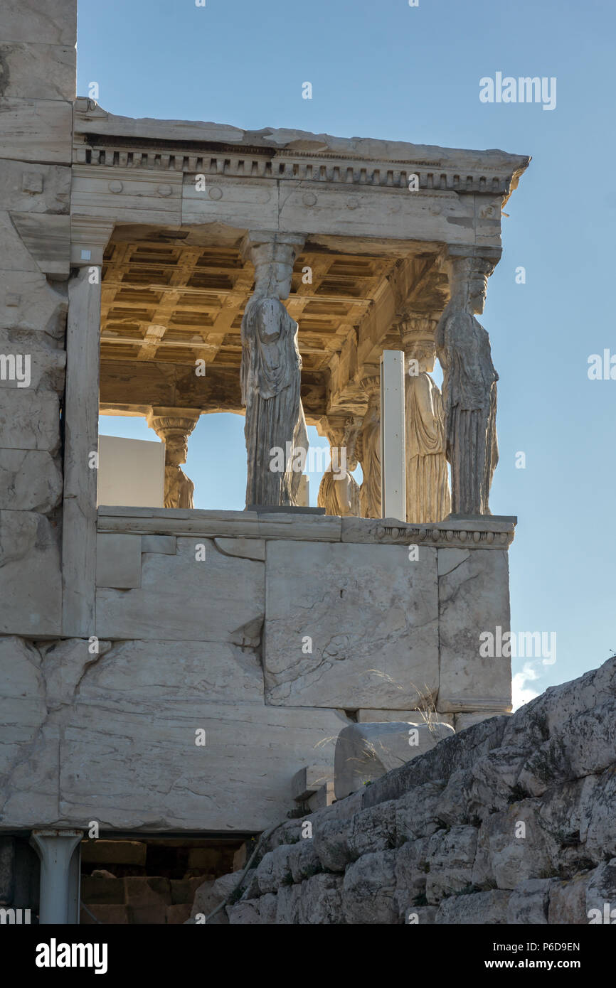 The Porch of the Caryatids in The Erechtheion an ancient Greek temple ...