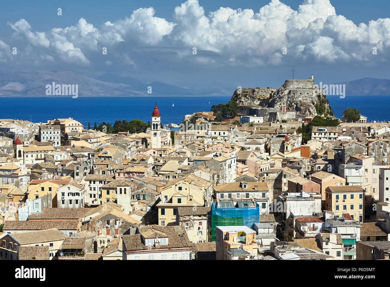 View of the medieval Venetian fortress and the city of Corfu, Greece ...