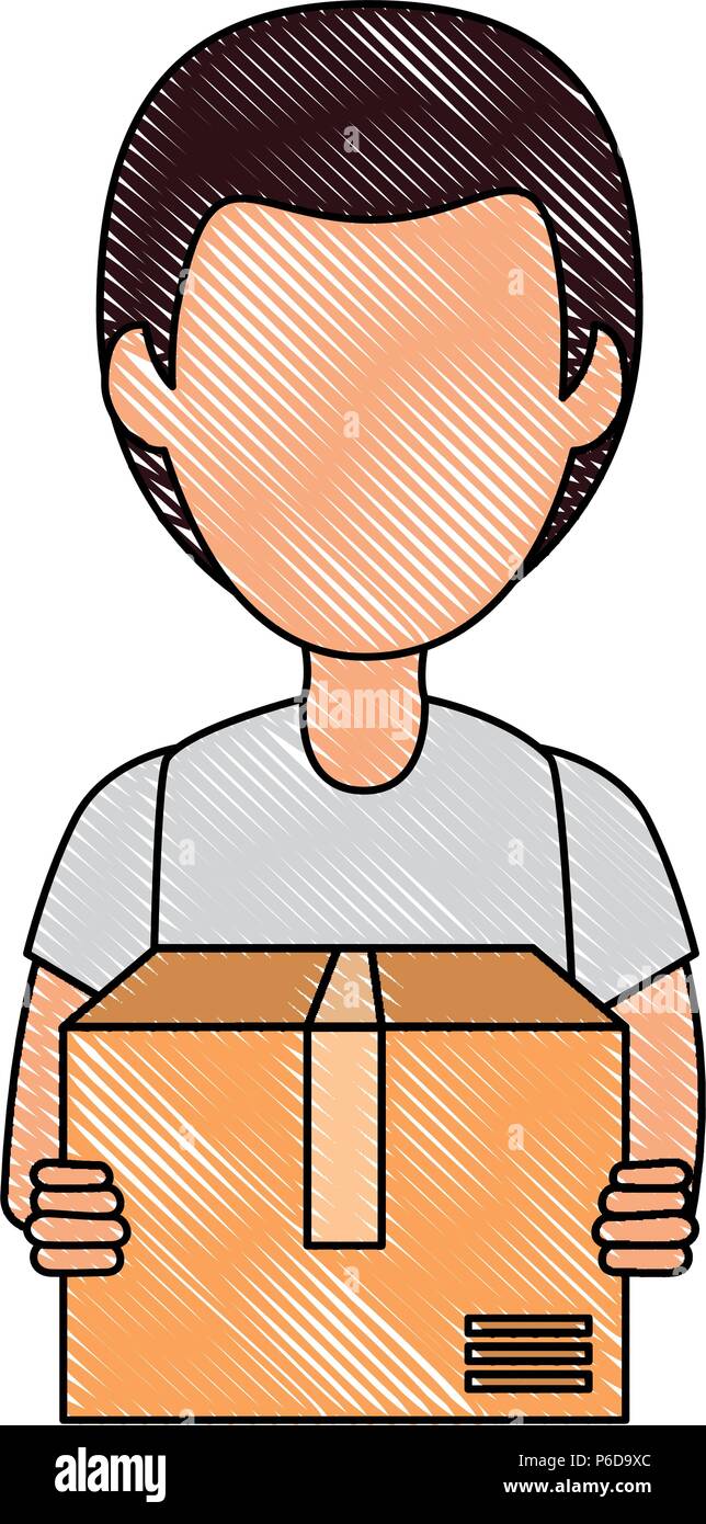 delivery worker with box avatar character vector illustration design ...