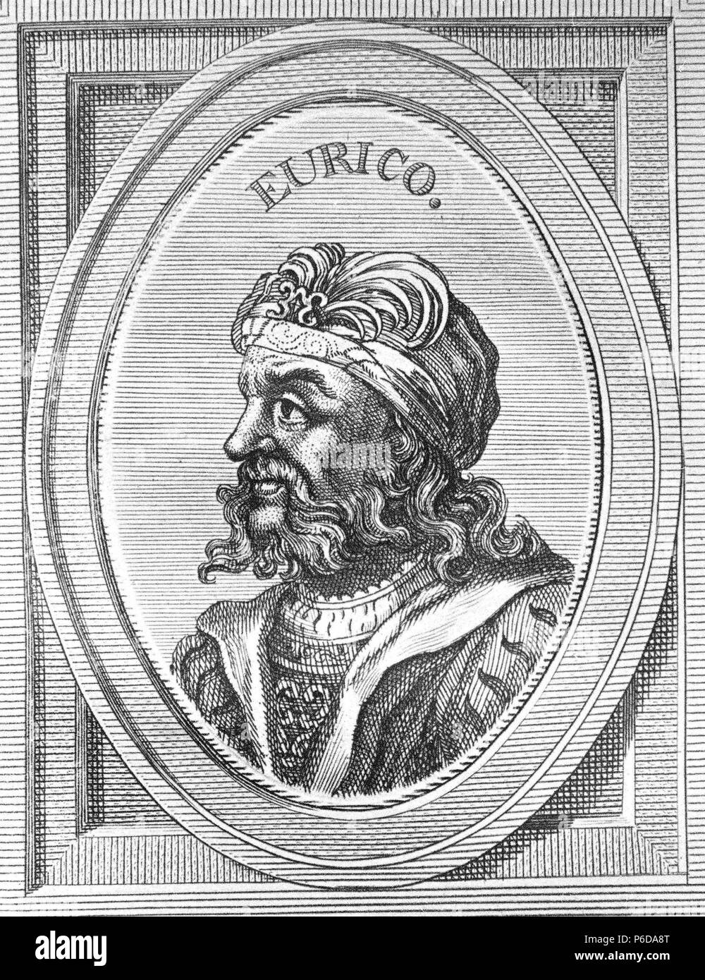 EURICO. REY VISIGODO DE 466 - 484. GRABADO RETRATO DE ARNOLDO VANWESTER ...