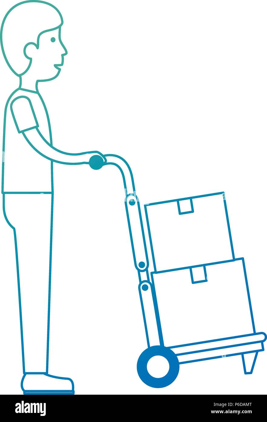 delivery worker with cart avatar character vector illustration design ...