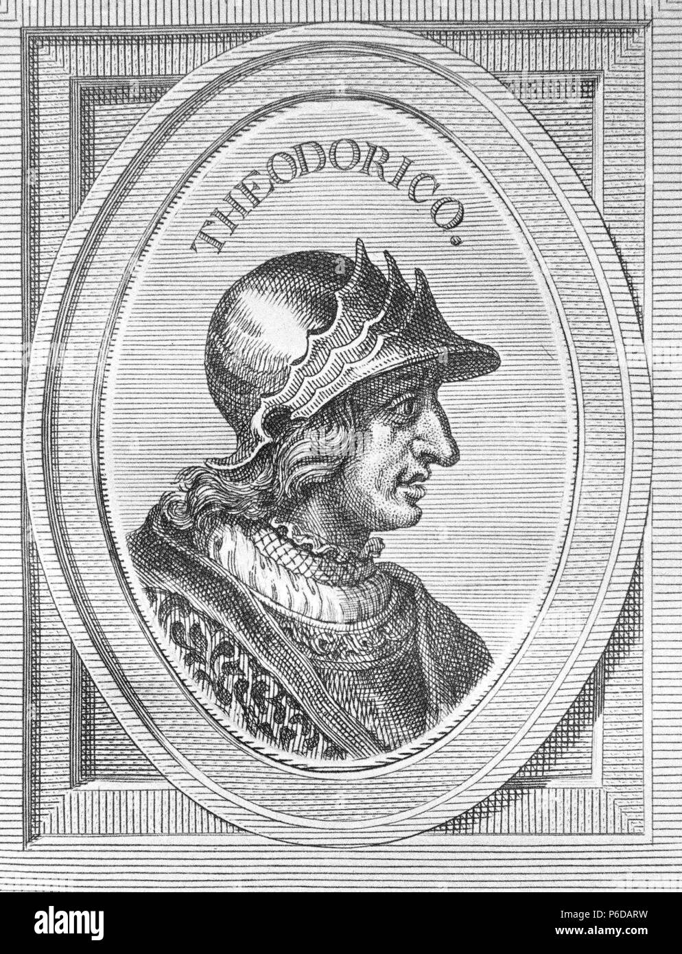 TEODORICO. REY VISIGODO DE 453 - 466. GRABADO RETRATO DE ARNOLDO ...