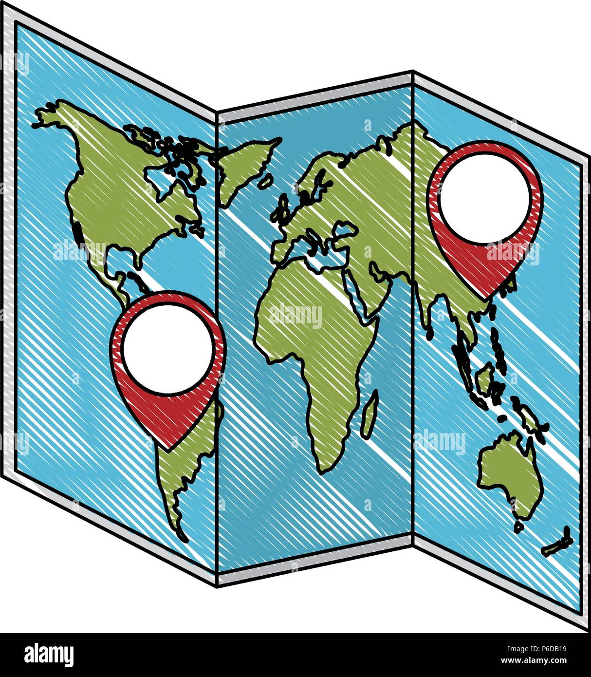 map paper with pin location vector illustration design Stock Vector ...