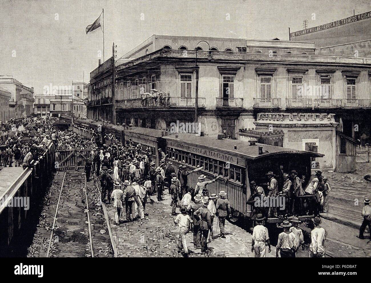 FERROCARRILES. CUBA. LA HABANA. ESTACION DE VILLANUEVA A LA SALIDA DEL ...