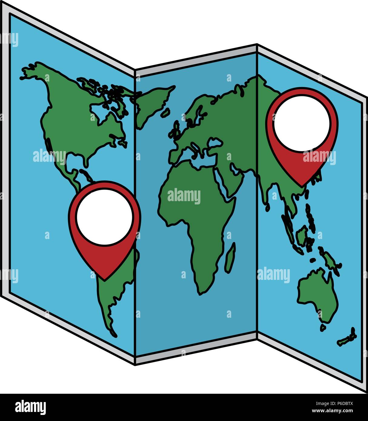 map paper with pin location vector illustration design Stock Vector ...
