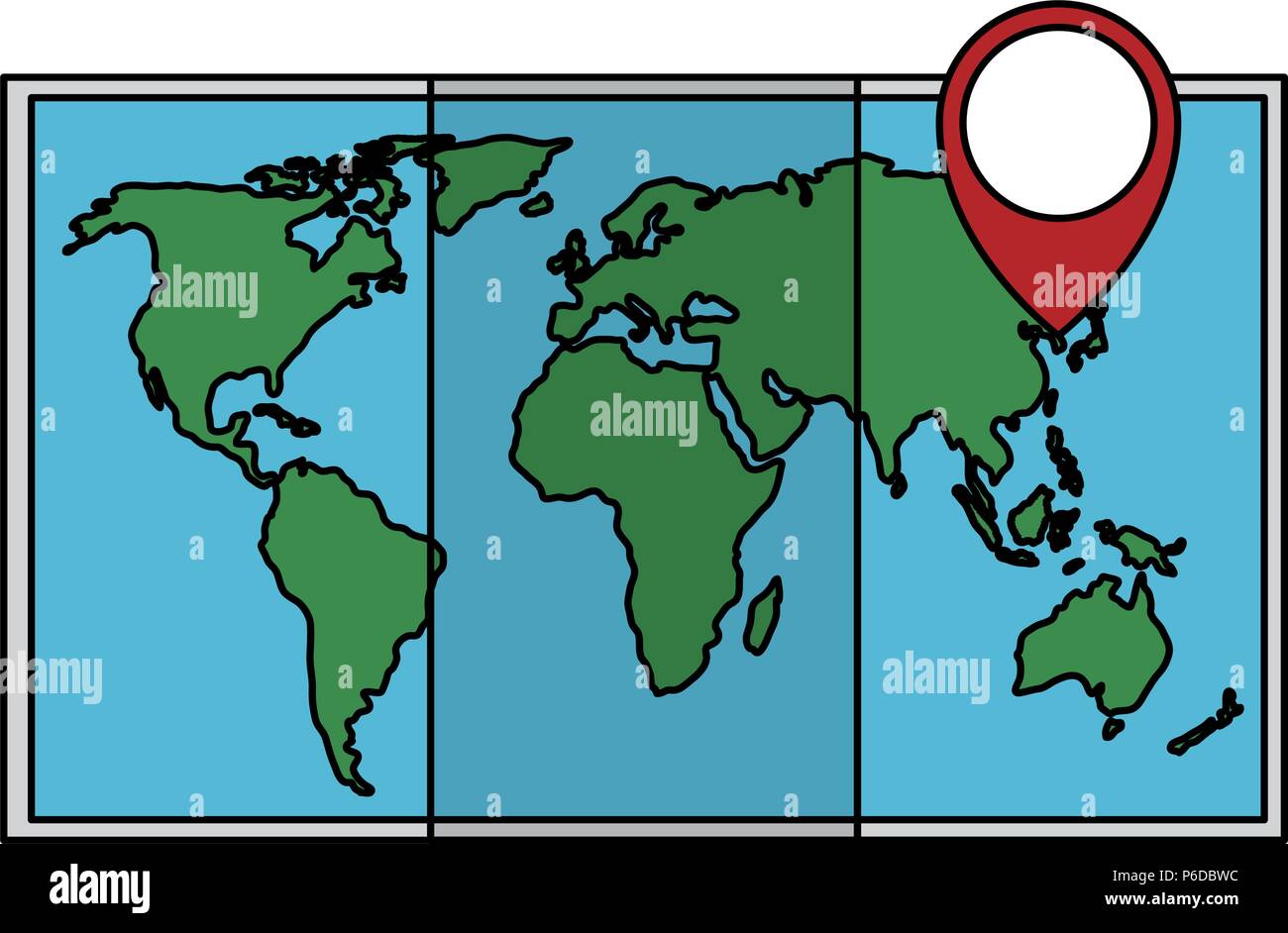 map paper with pin location vector illustration design Stock Vector ...