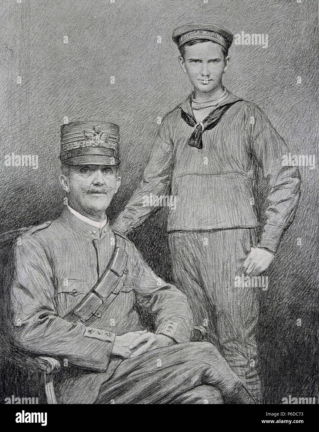 VICTOR MANUEL III. REY DE ITALIA. 1869 - 1947. " EL REY CON SU HIJO EL ...