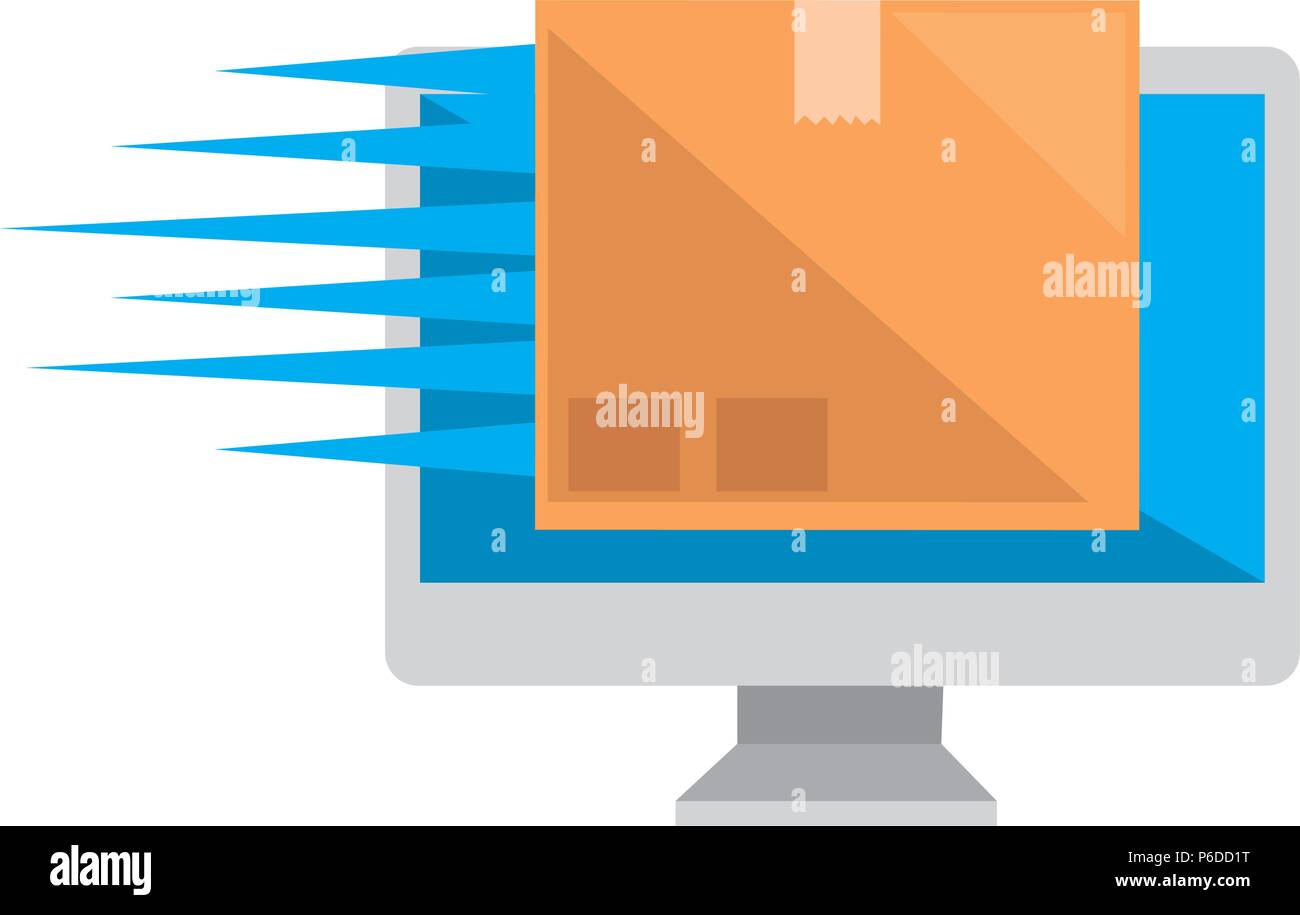 packing box carton with speed lines in computer vector illustration ...