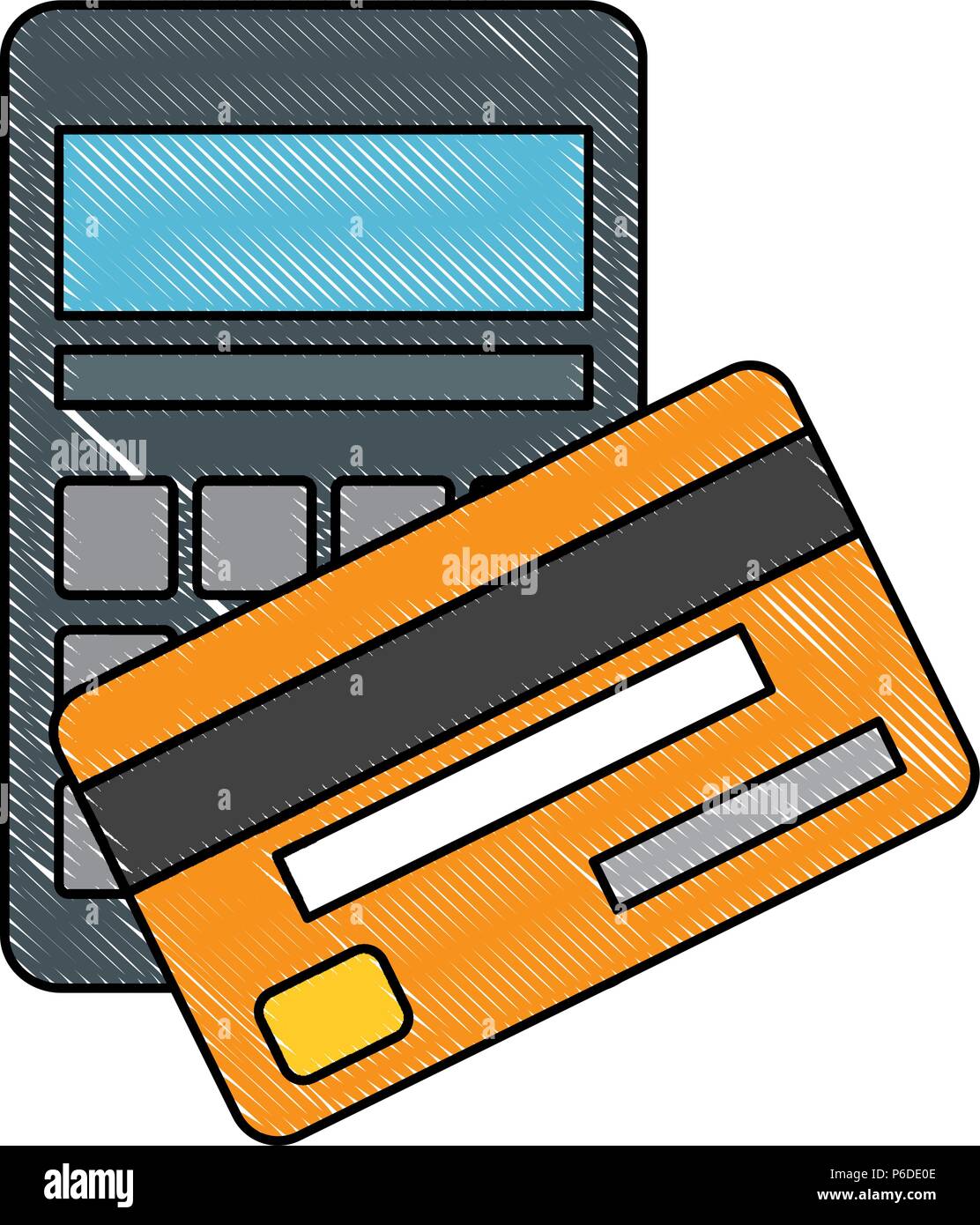 calculator math with credit card vector illustration design Stock ...