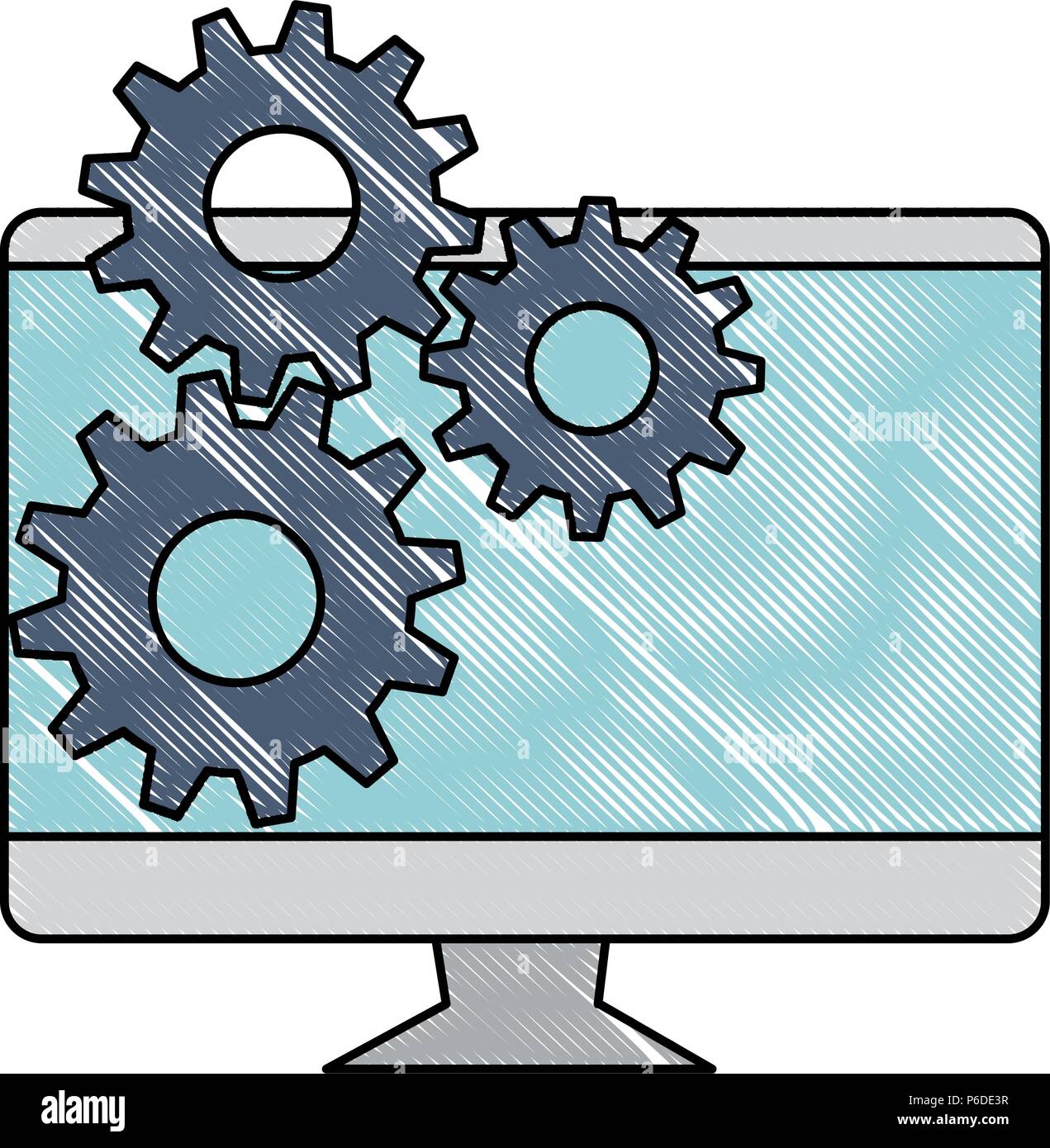 computer display with gears vector illustration design Stock Vector ...