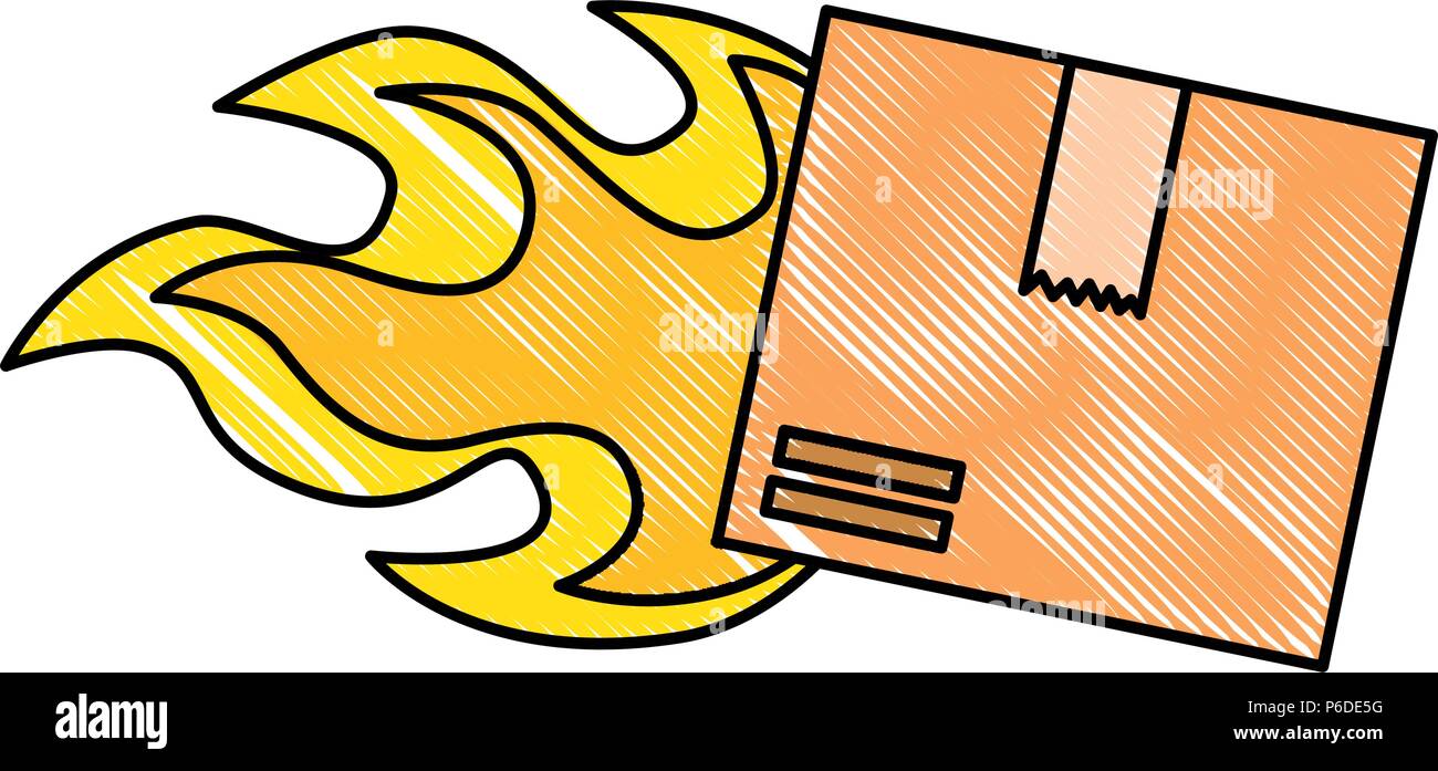 packing box carton with flame vector illustration design Stock Vector ...